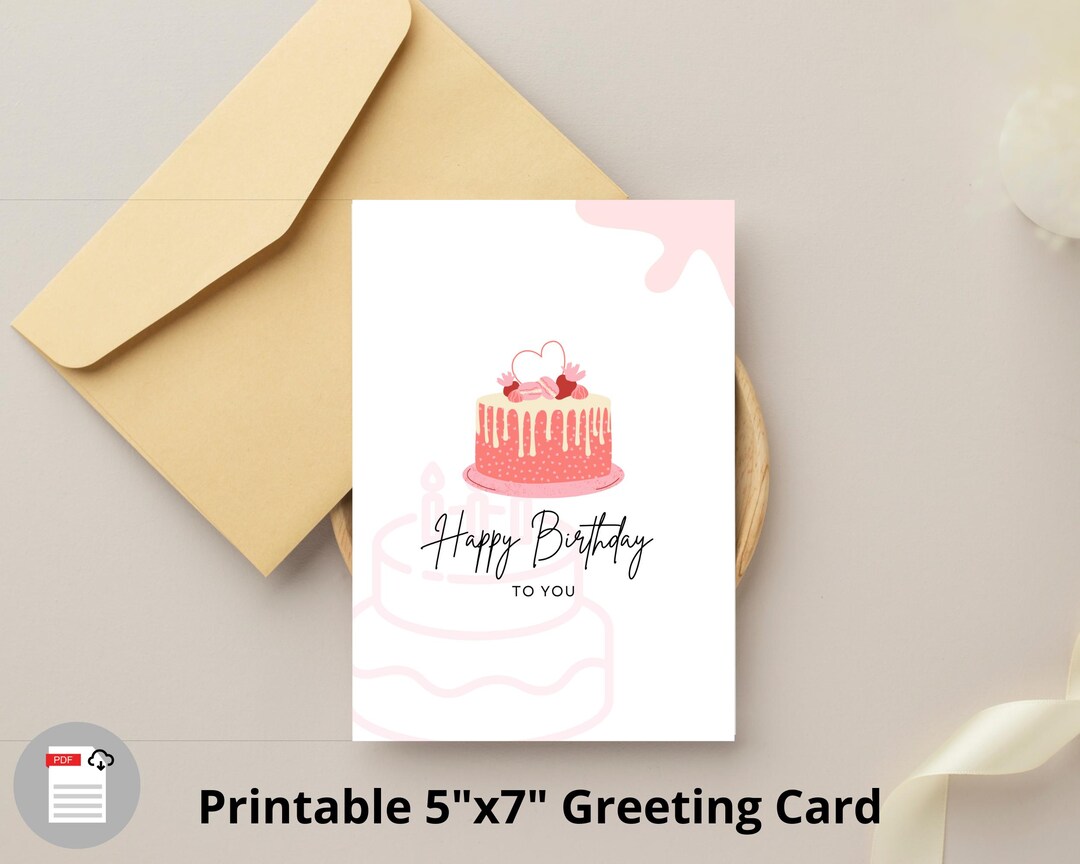 Printable 5x7'' Inch Birthday Card Instant Download PDF Fun & Unique ...