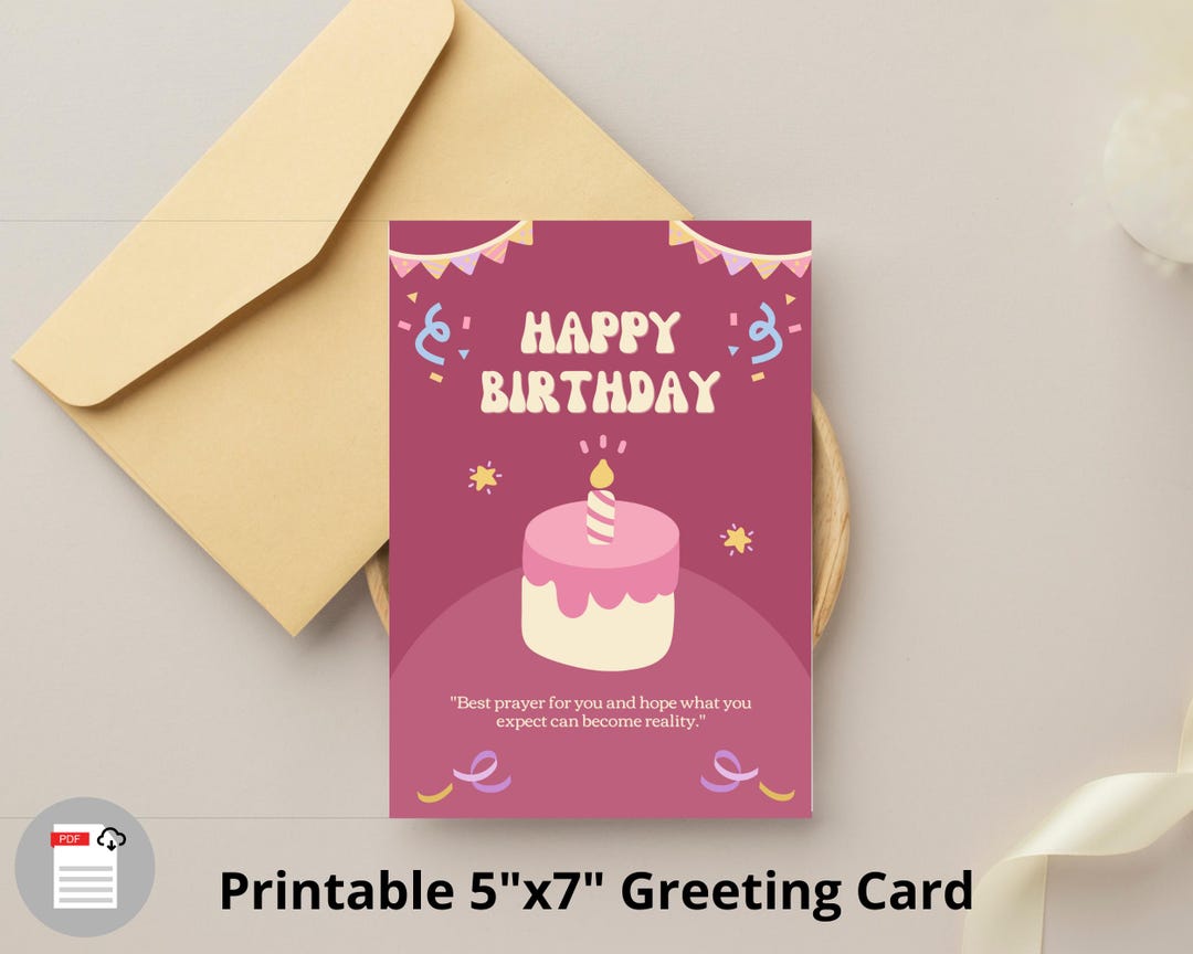Printable 5x7'' Inch Birthday Card Instant Download PDF Fun & Unique ...