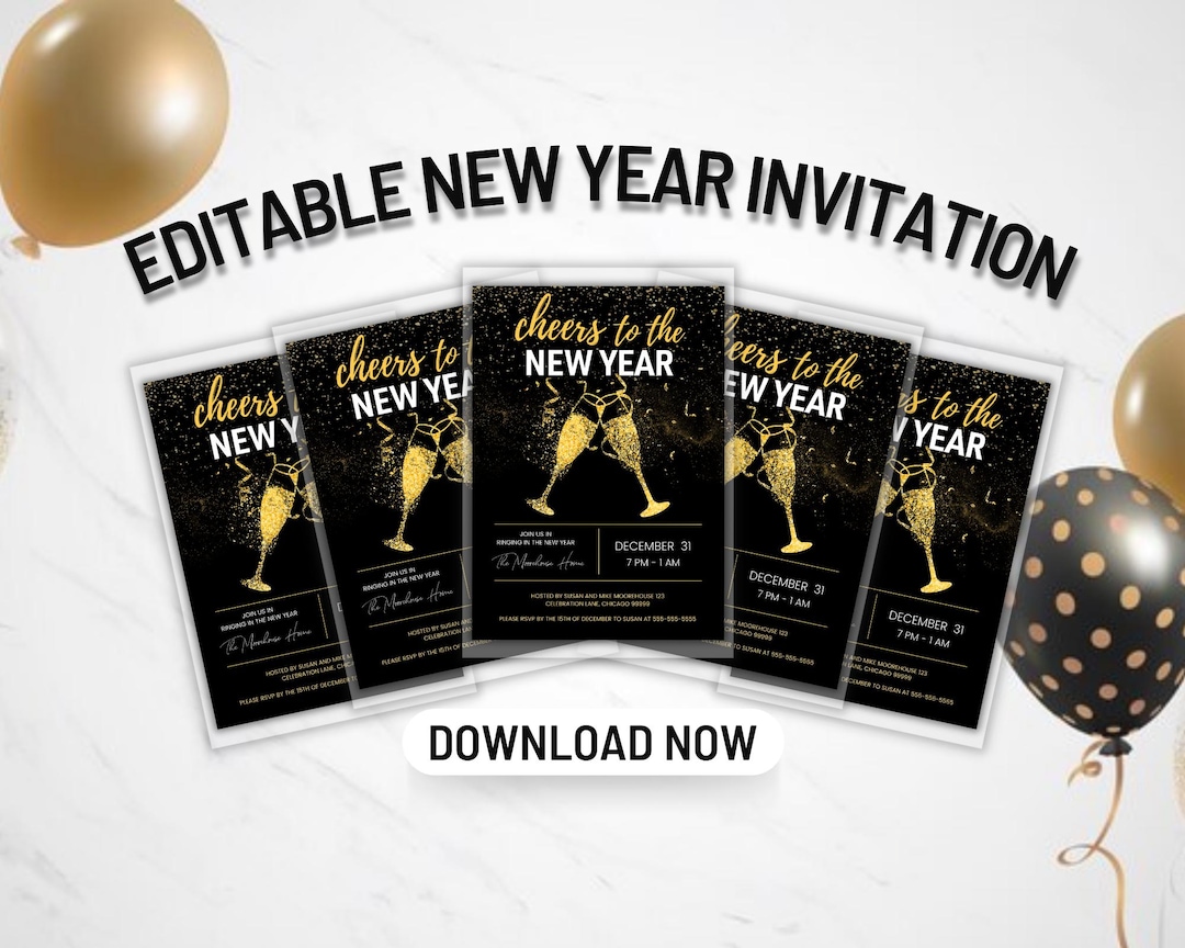 Editable New Year Party Invitation 2025 Party Invitation New Year Eve ...