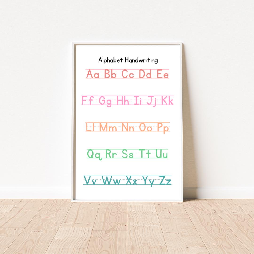 Educational ABC & ASL Alphabet Chart Posters, Montessori Homeschool ...
