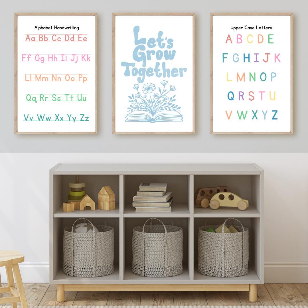 Educational ABC & ASL Alphabet Chart Posters, Montessori Homeschool ...