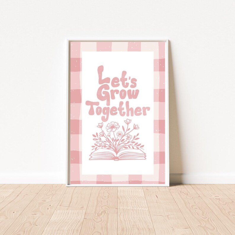 Kids Alphabet Chart Pink Wall Art, Set of 3 Educational Reading ...