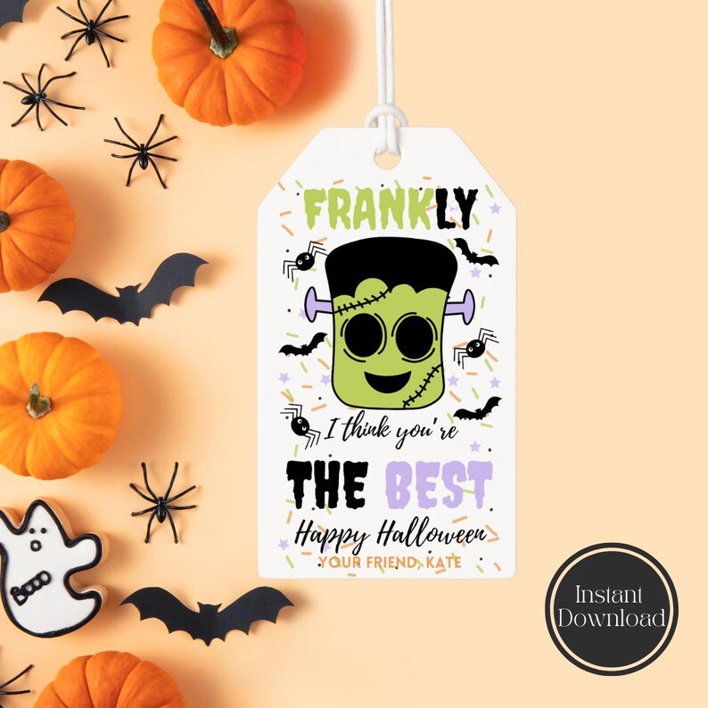 Editable Printable Halloween Party Treat Bag Gift Tags Monster ...