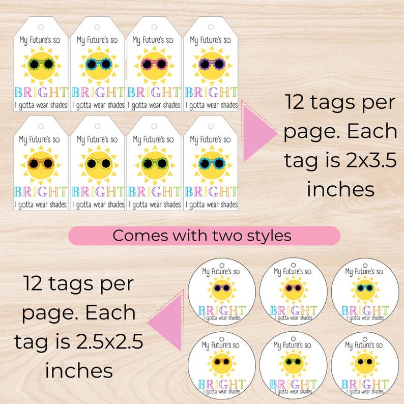 Back to School Gift Tags, My Future is Bright, Welcome Back, First Day ...