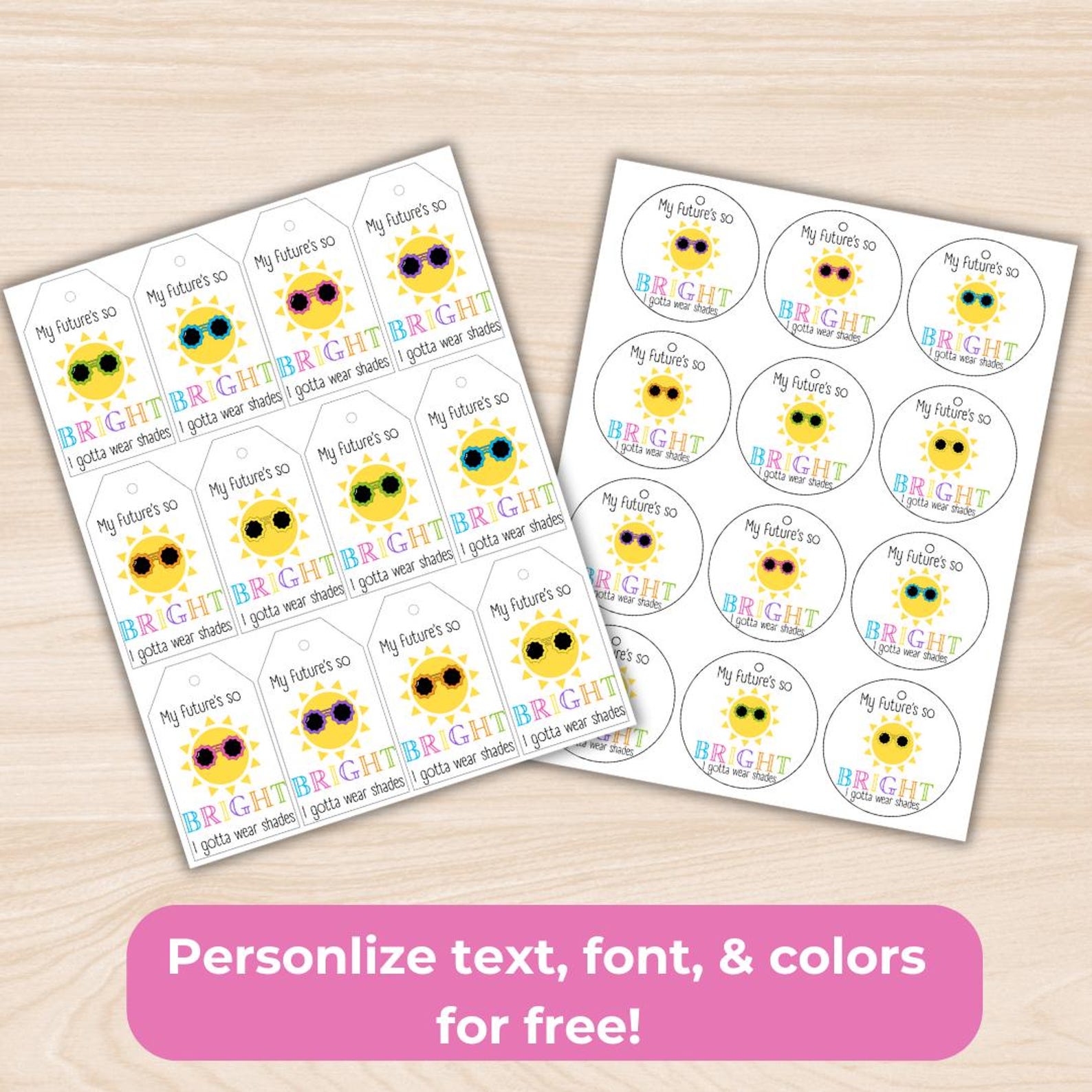 Back to School Gift Tags, My Future is Bright, Welcome Back, First Day ...