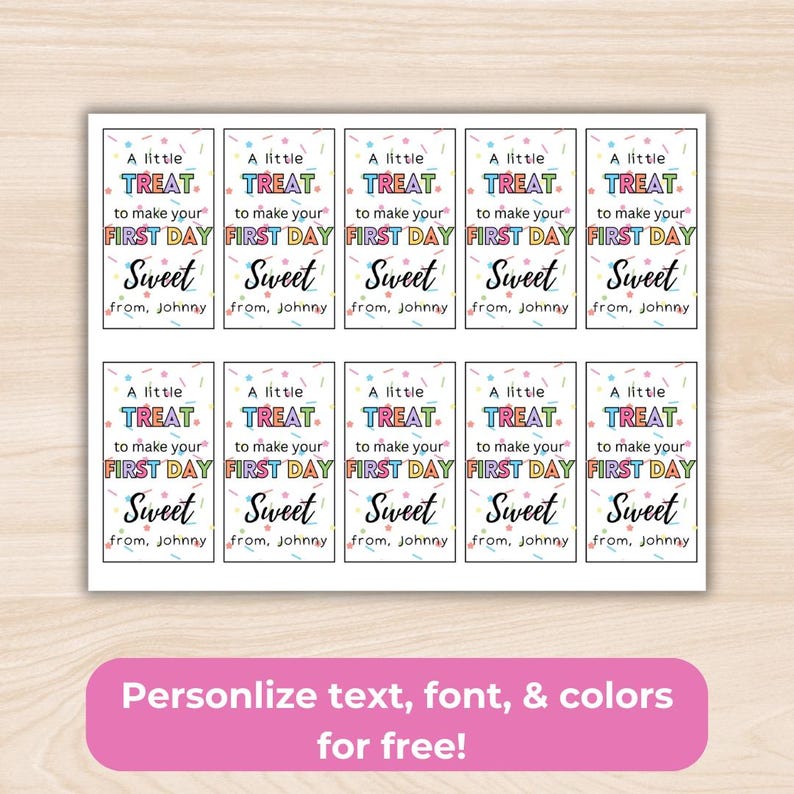 First Day of School Gift Tag Printable, Instant Download, Welcome Back ...