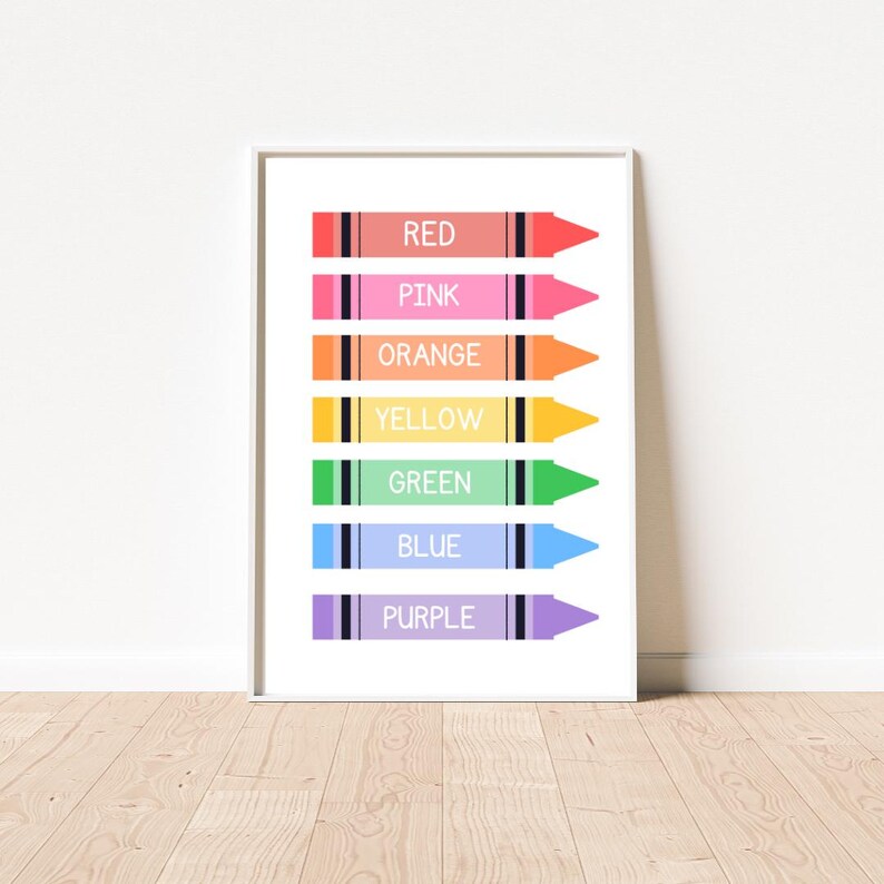 Educational Color Wheel Wall Art Poster for Kids, 6 Montessori Learning ...