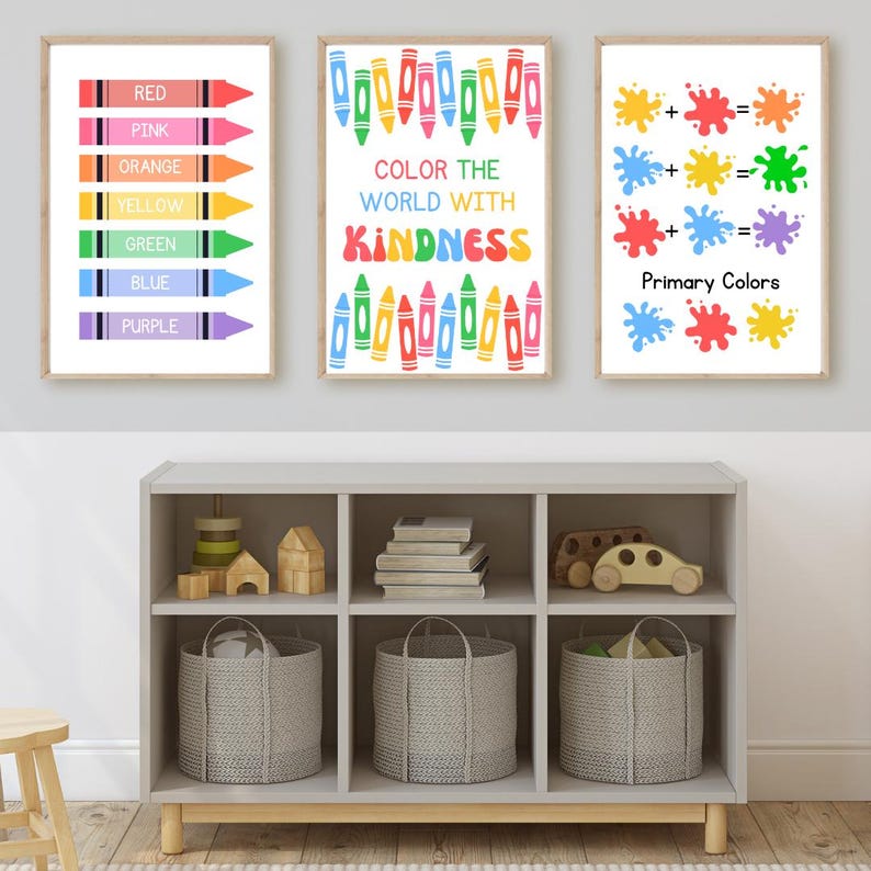 Educational Color Wheel Wall Art Poster for Kids, Montessori Learning ...