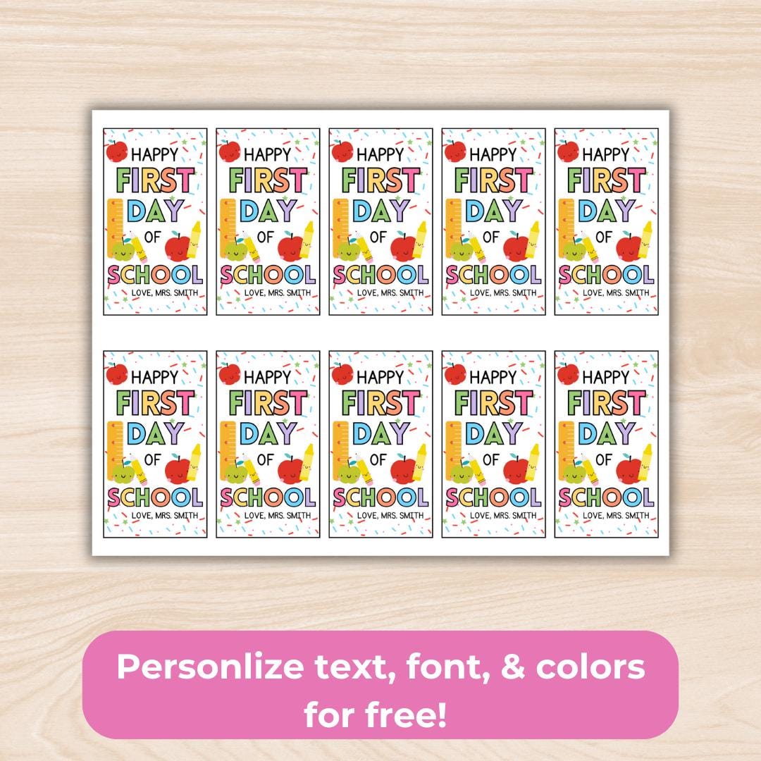Printable Editable Back to School Gift Tags for Students & Teachers ...