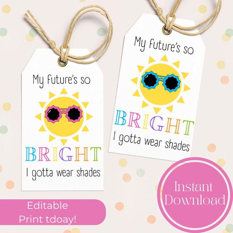 Back to School Gift Tags, My Future is Bright, Welcome Back, First Day ...