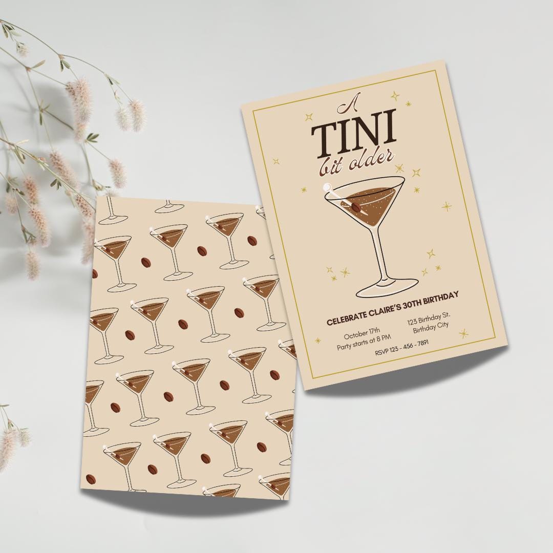 Tini Bit Older Birthday Party Invitation Espresso Martini Birthday ...