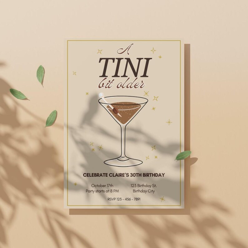 Tini Bit Older Birthday Party Invitation Espresso Martini Birthday ...