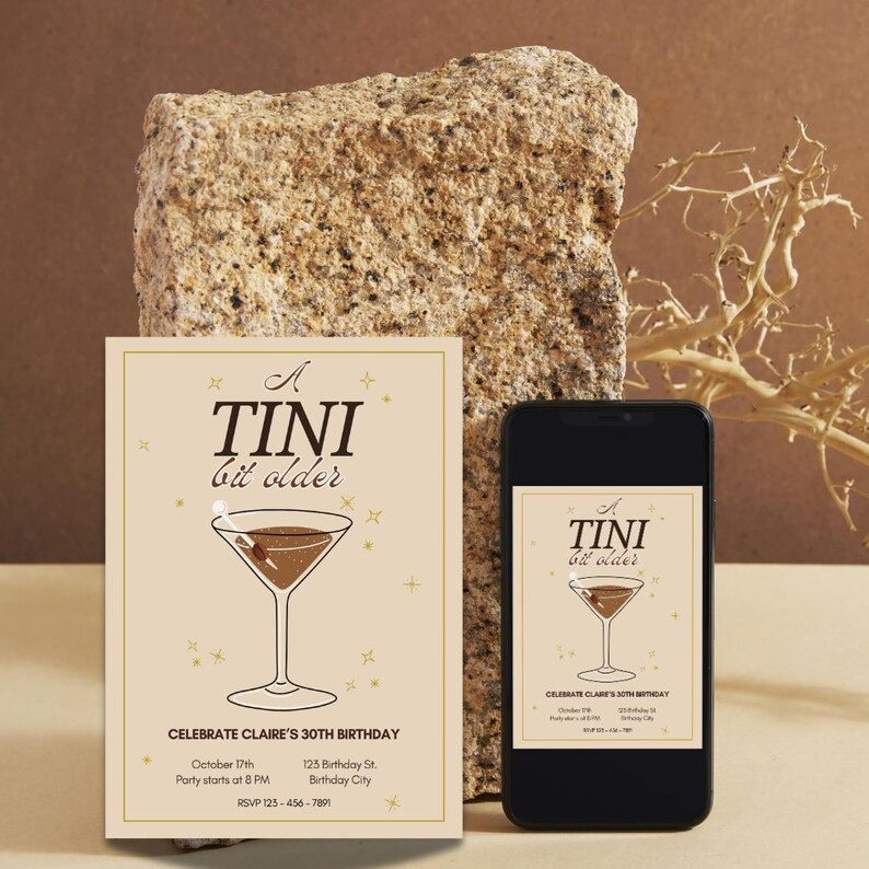 Tini Bit Older Birthday Party Invitation Espresso Martini Birthday ...