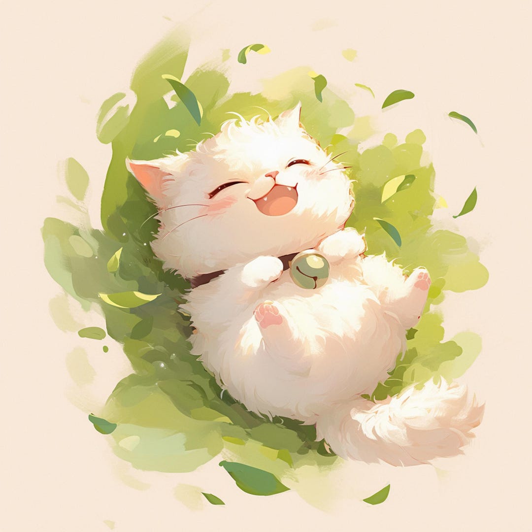 A Character of Playful Baby White Cat - Etsy