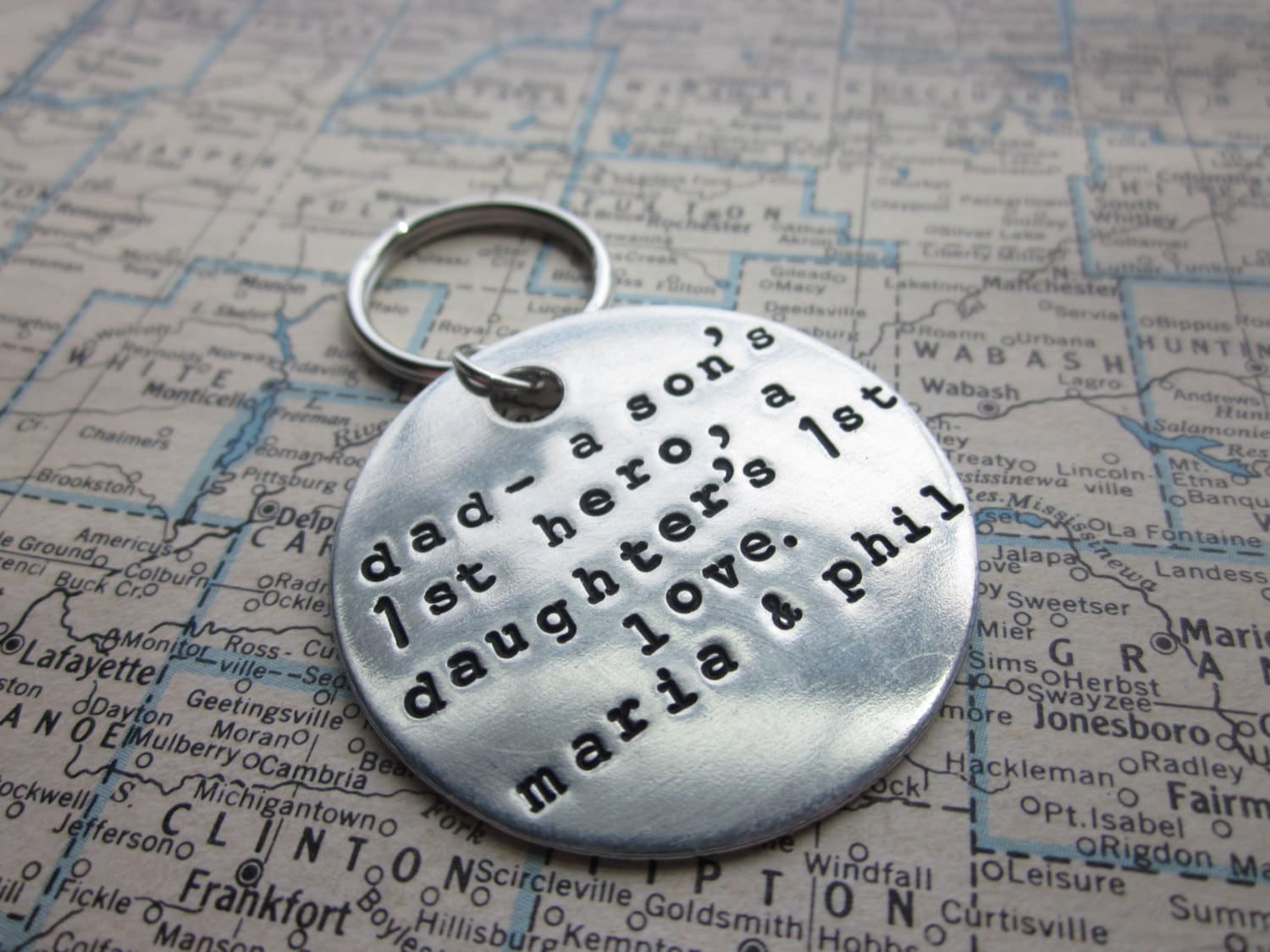 The Gerald Key Chain Custom Message Hand Stamped Key Chain | Etsy