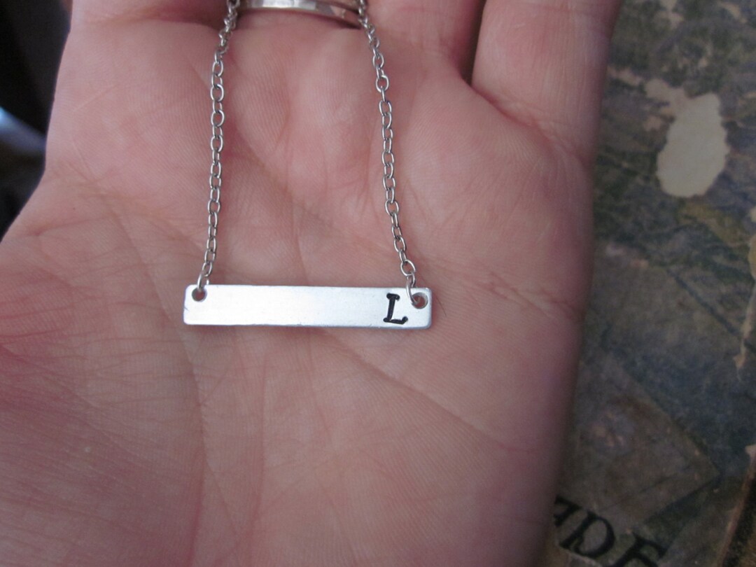 The Sally Necklace - Hand Stamped Name Plate Necklace - Small - Etsy