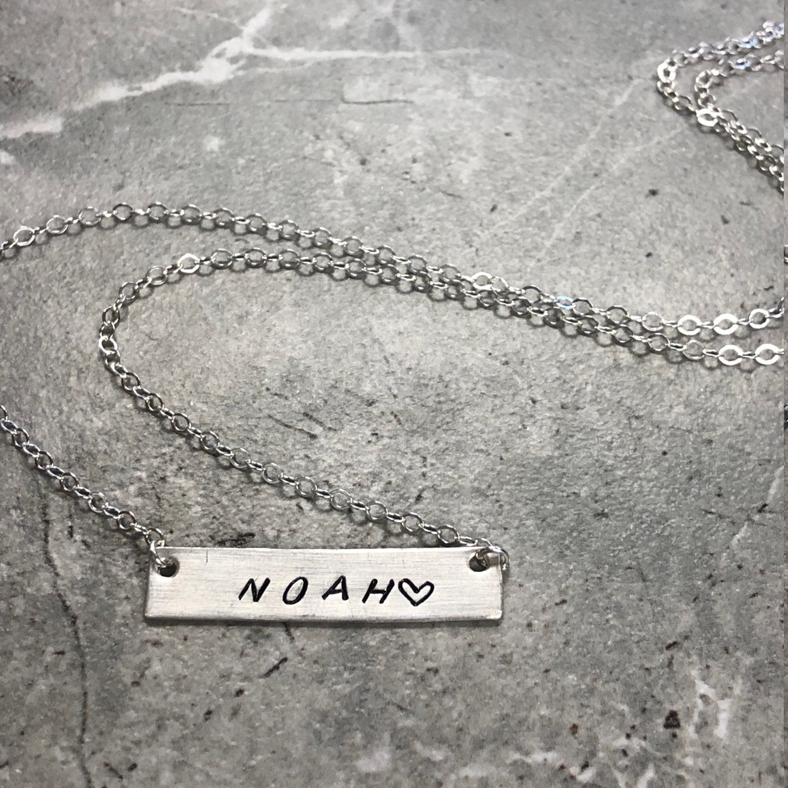 The Sally Necklace - Hand Stamped Name Plate Necklace - Small - Etsy