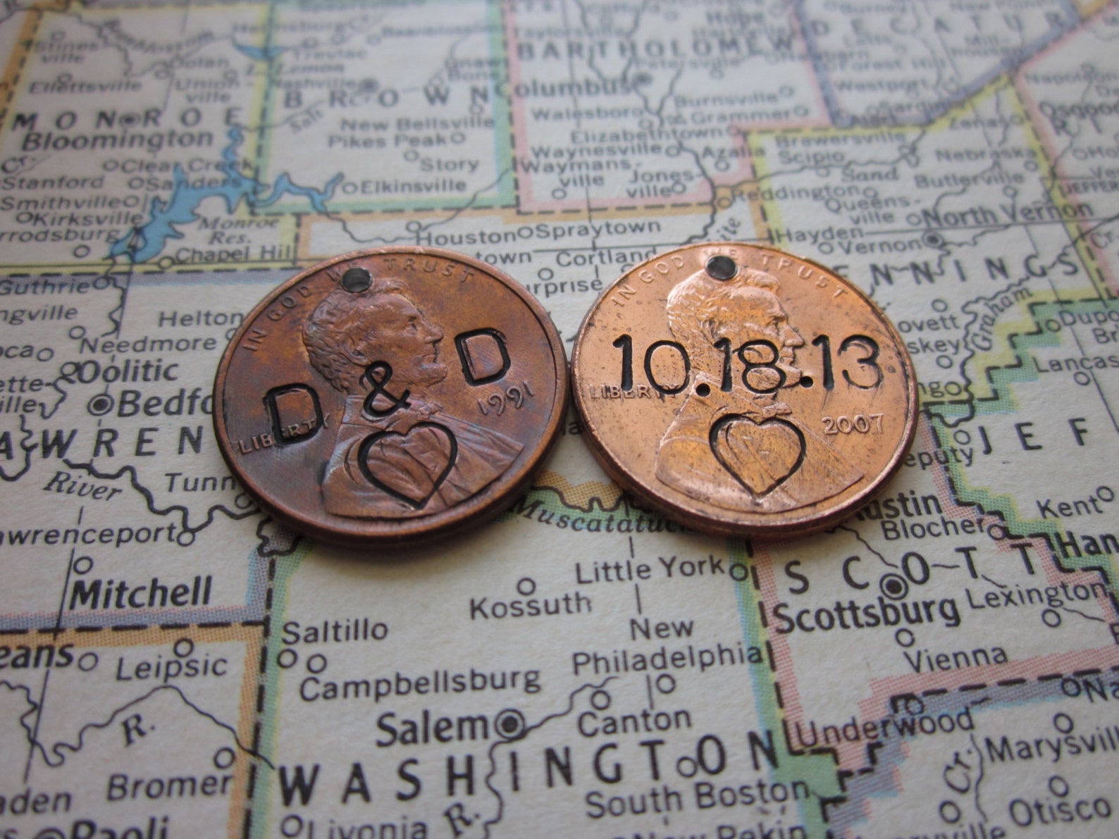 Custom Wedding Pennies - Set of 2 - Featured in Etsy Finds - Etsy