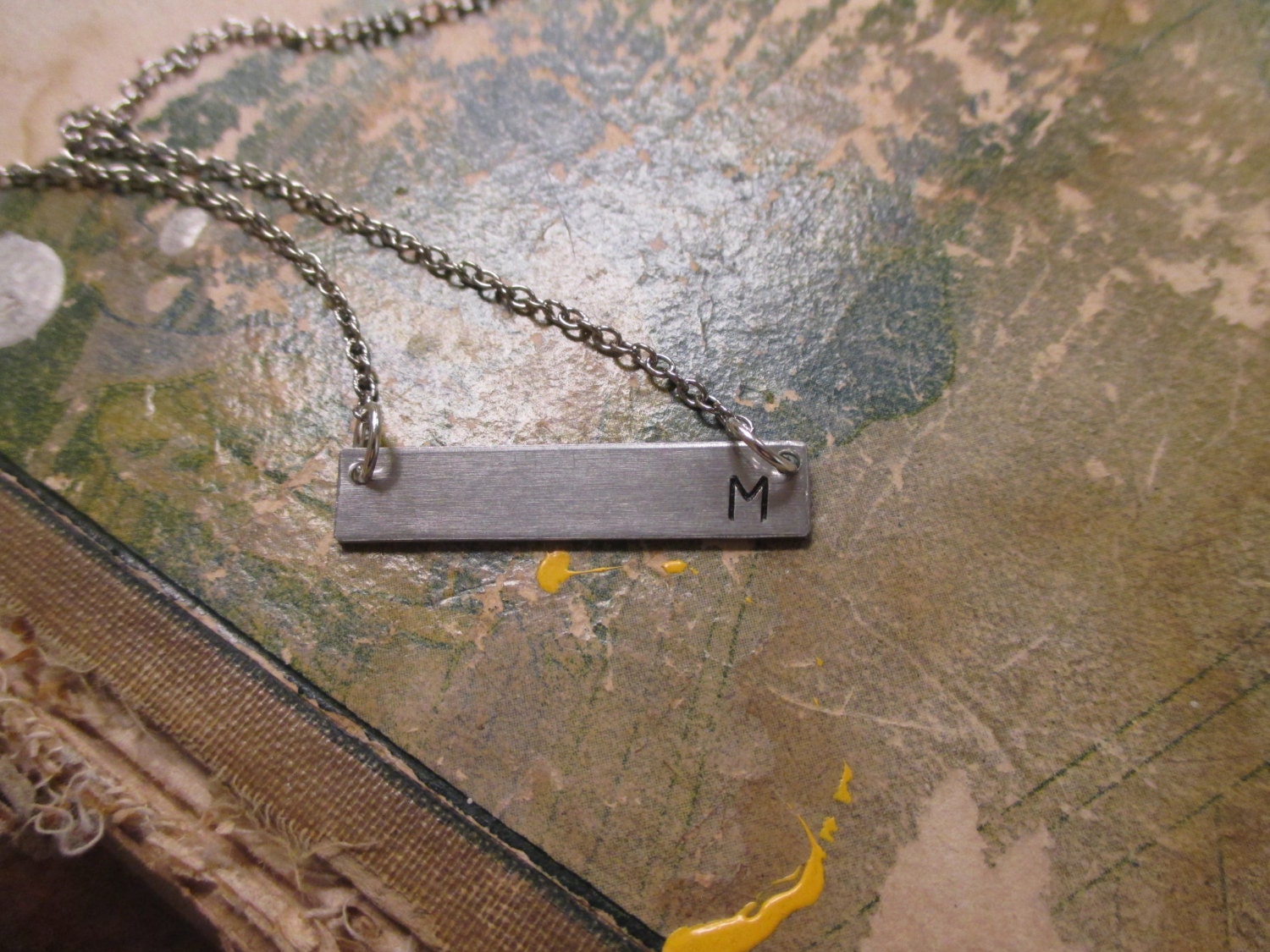The Sally Necklace - Hand Stamped Name Plate Necklace - Small - Etsy