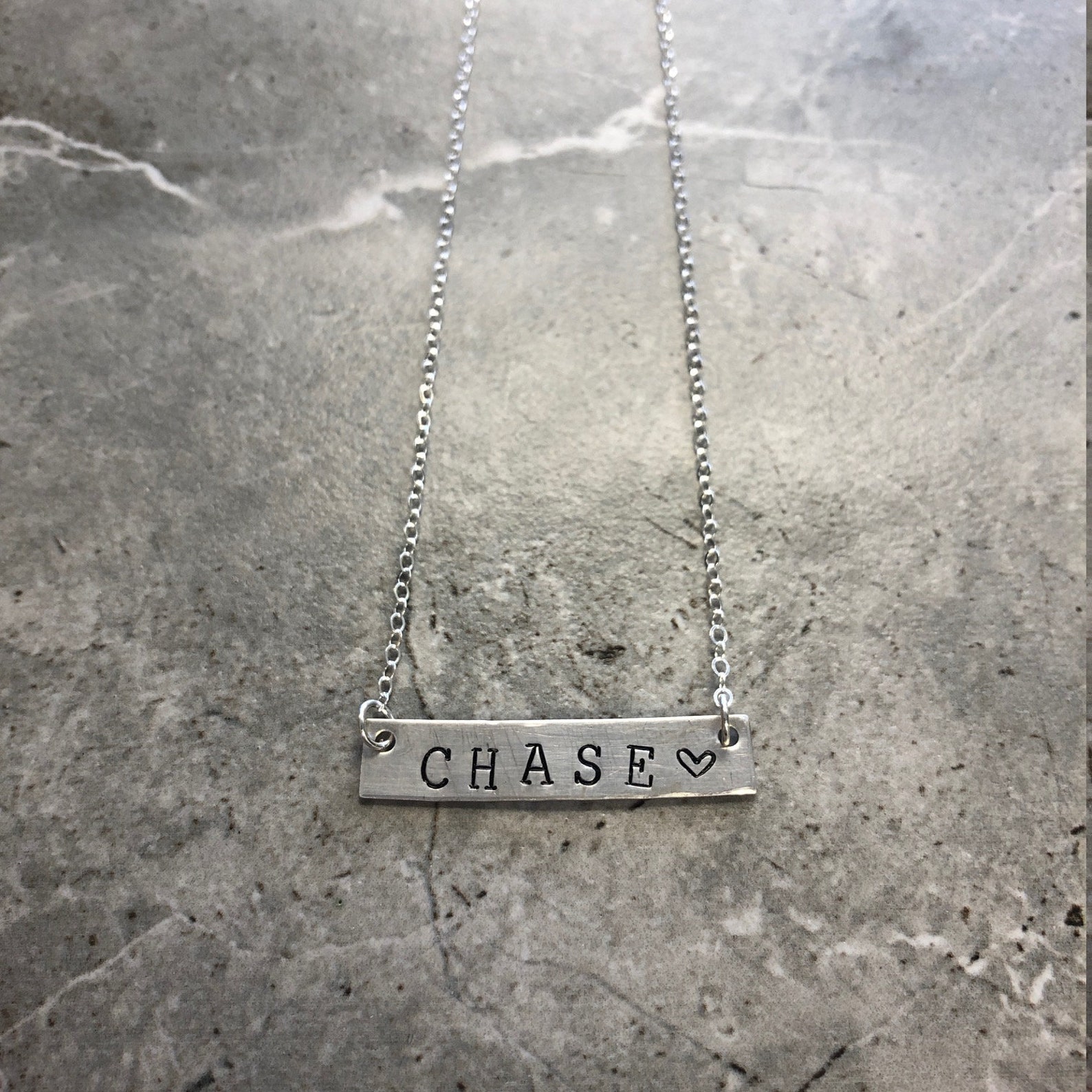 The Sally Necklace - Hand Stamped Name Plate Necklace - Small - Etsy