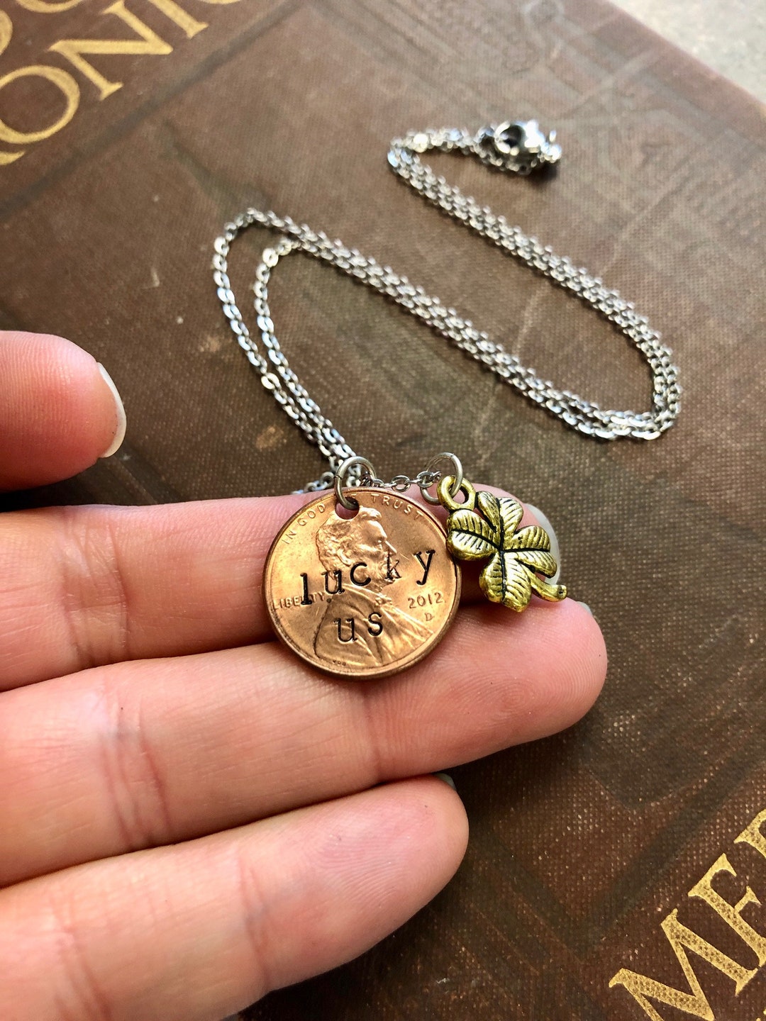 The Clinton Key Chain - Lucky Us Penny Necklace or Key Chain - Etsy