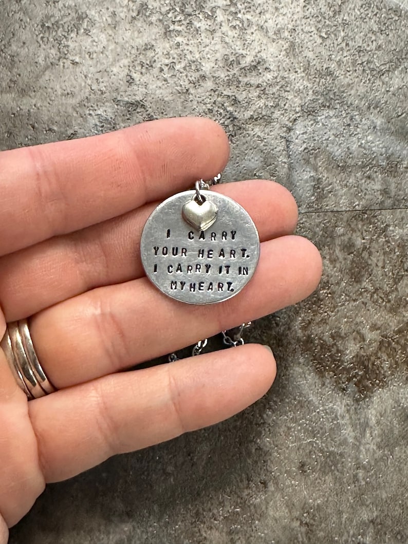 I Carry Your Heart - Hand Stamped Necklace or Key Chain - Etsy