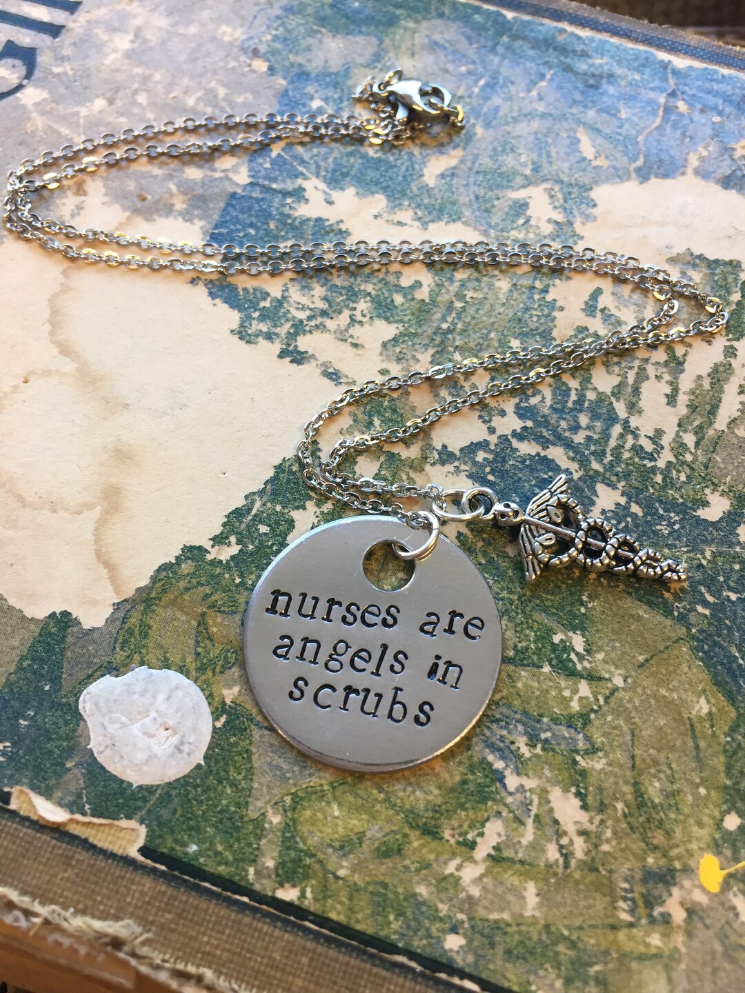 Nurses are Angels in Scrubs - Hand Stamped Pendant Necklace or Key ...