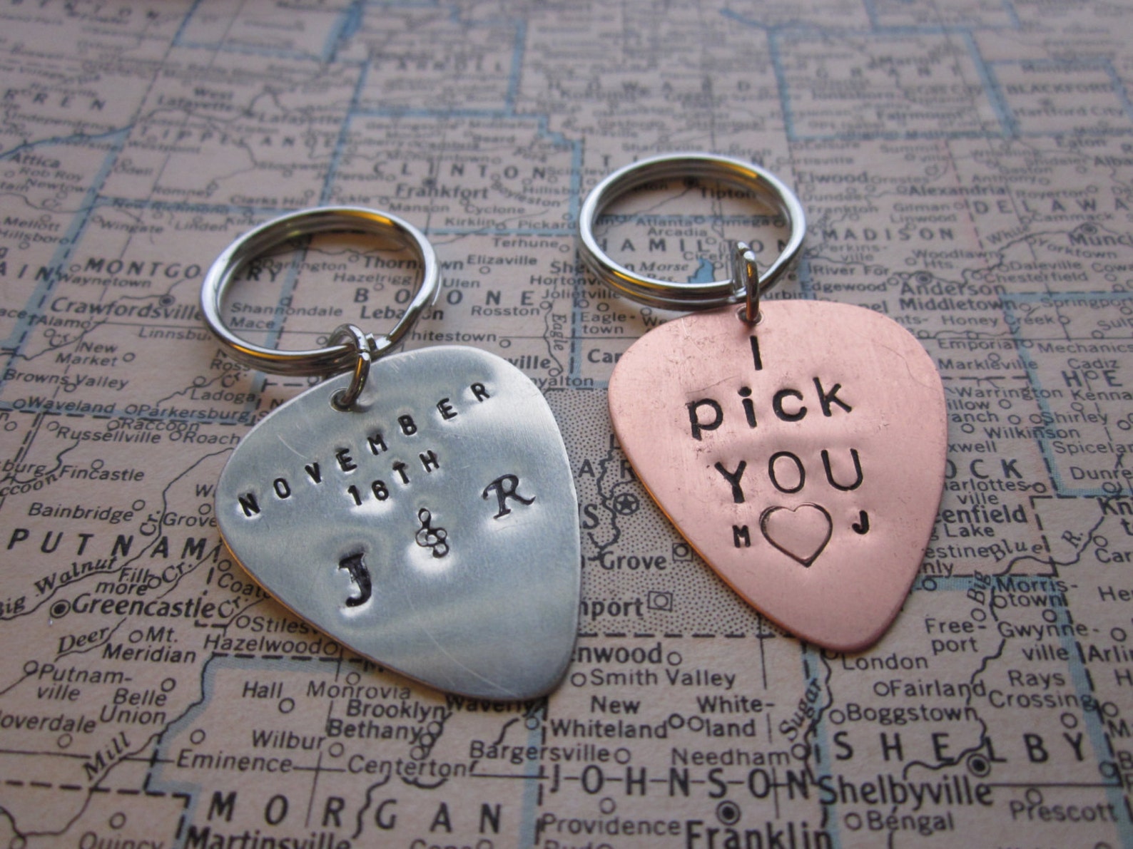 The Anthony Pick Key Chain Custom Guitar Pick Key Chain | Etsy