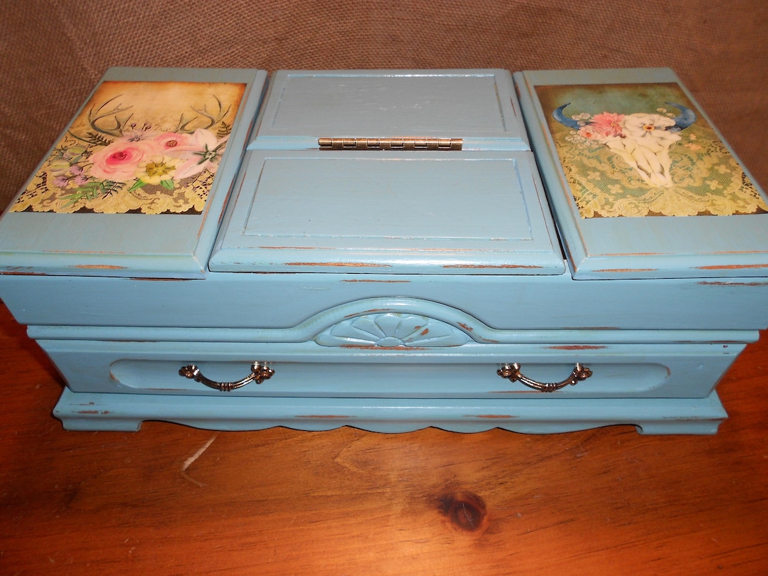Jewelry Box, Shabby Chic Jewelry Box, Boho Jewelry Box, Painted Jewelry ...
