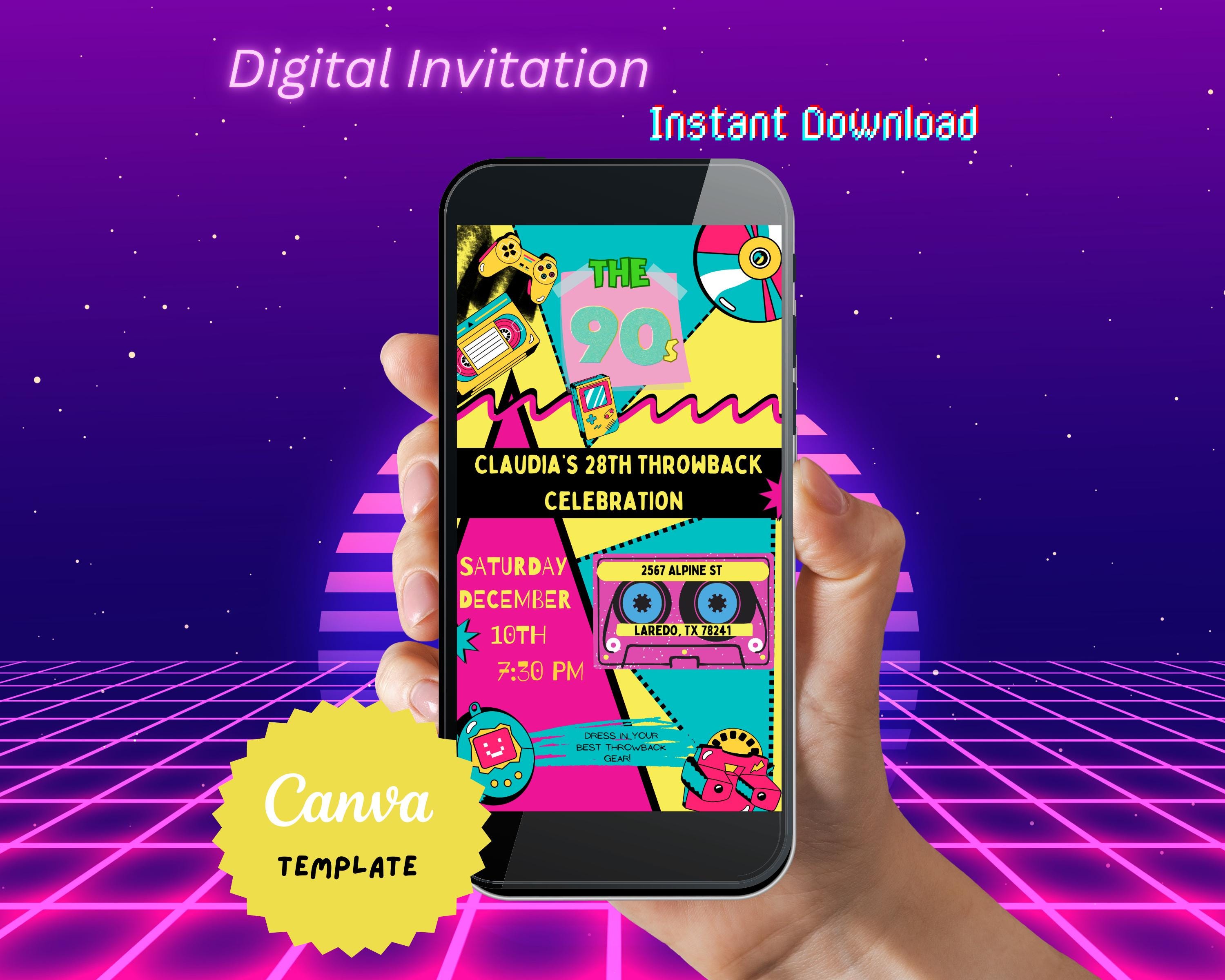 Digital Throwback Party Invitation Template, - Etsy