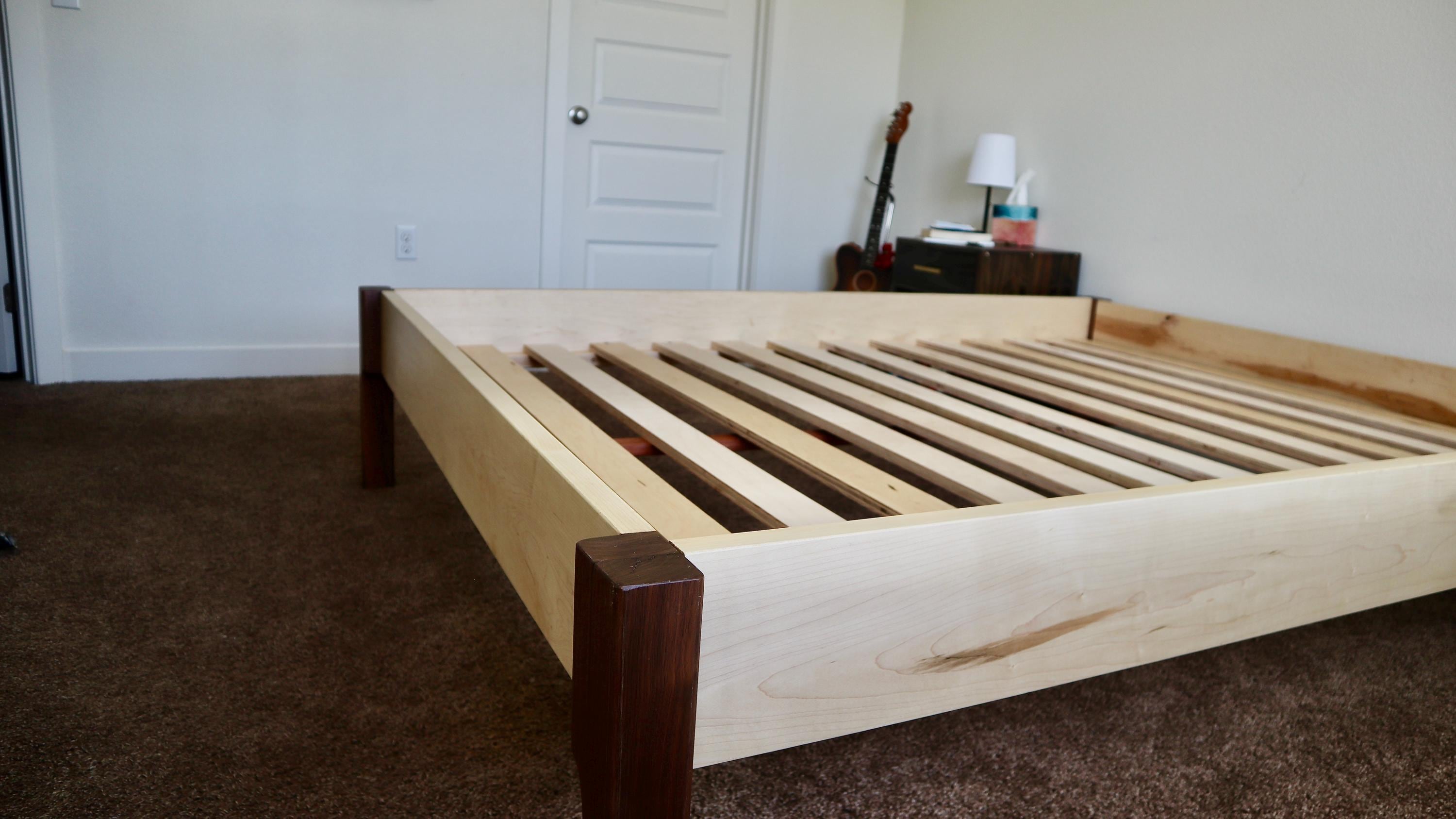 Walnut and Maple Bed Frame - Etsy
