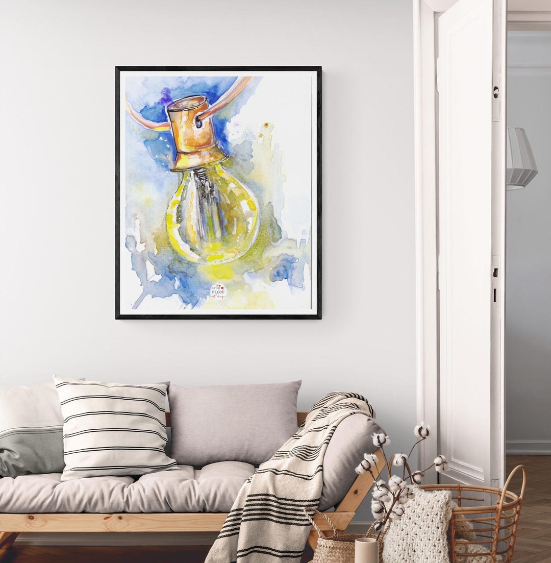 Waterlight Digital Wall Art 60X 75, Printable Wall Art, Yellow Bulb ...