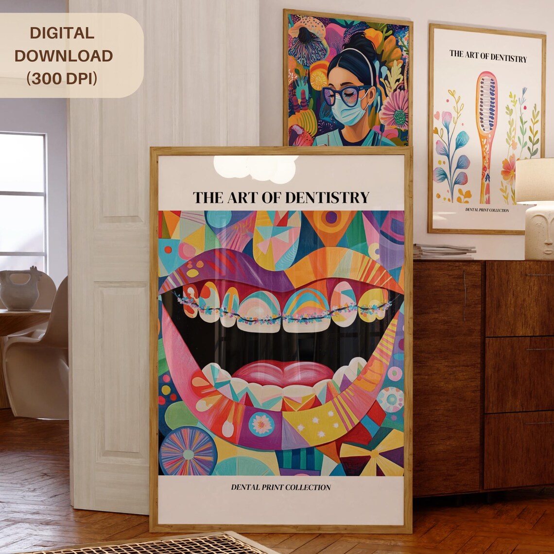 Funny Teeth Dentist Wall Art, Dentistry Braces Print, Dental Clinic ...