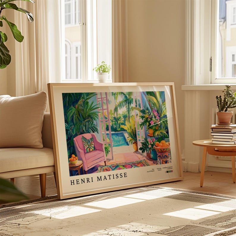 Eclectic Matisse Swimming Pool Art, Tropical Summer Poolside Poster ...