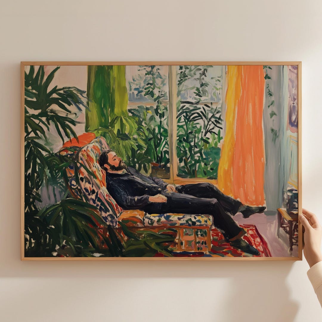 Open Window Matisse Fauvism Art, Man Sleeping on Couch Print, Tropical ...