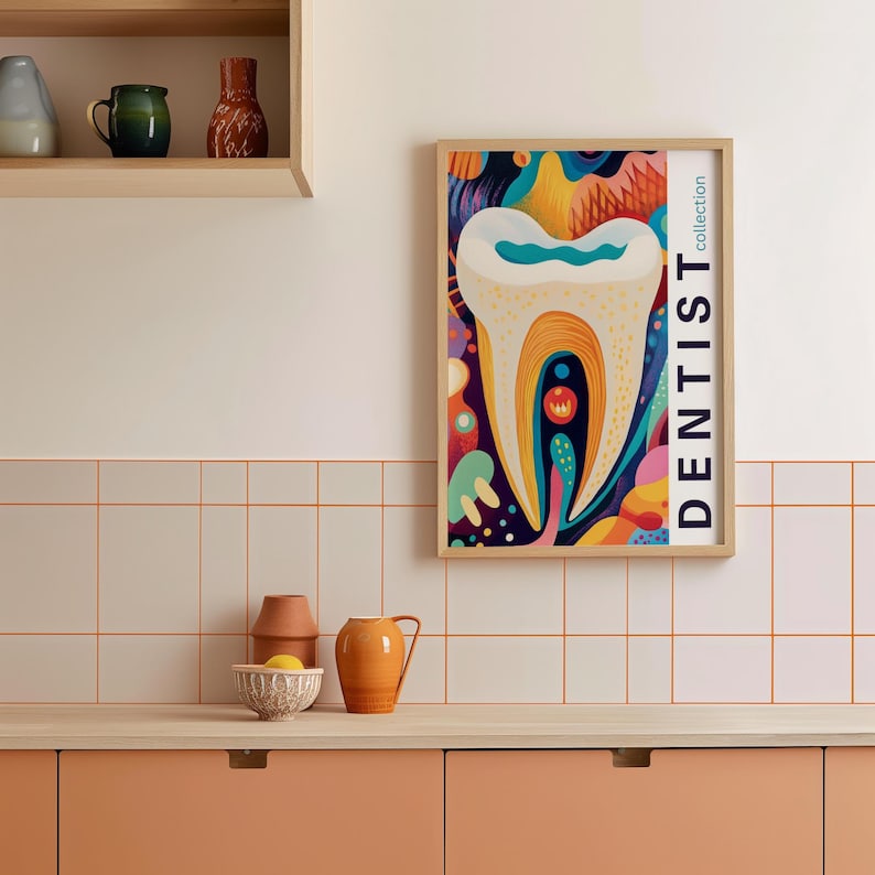 Doctor Dentist Collection Art, Colorful Abstract Tooth Print, Vibrant ...