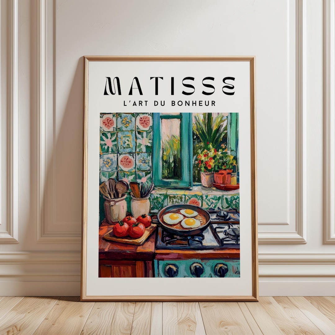 Matisse Retro Food Breakfast Posters, Fried Egg Art Prints, Red ...