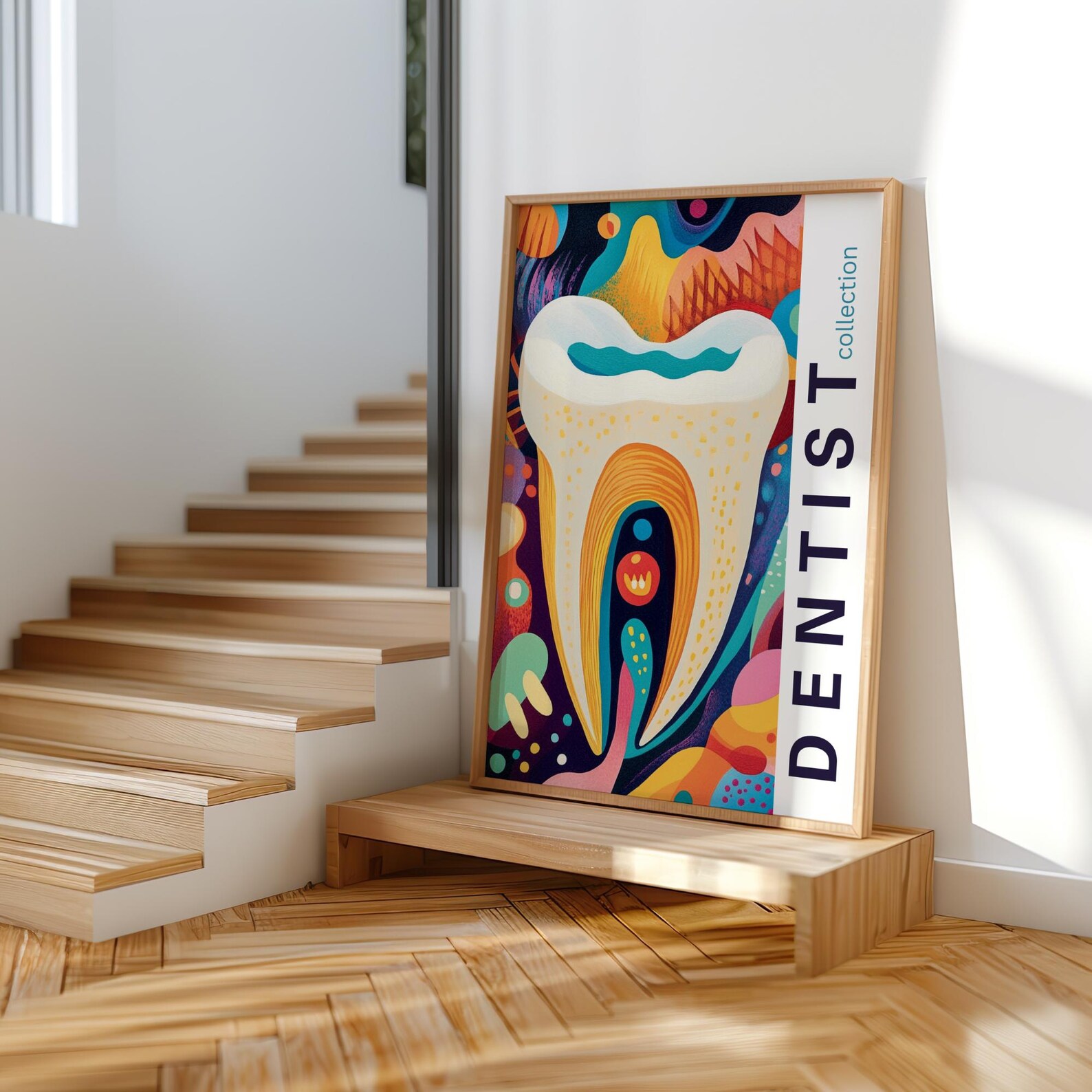 Doctor Dentist Collection Art, Colorful Abstract Tooth Print, Vibrant ...