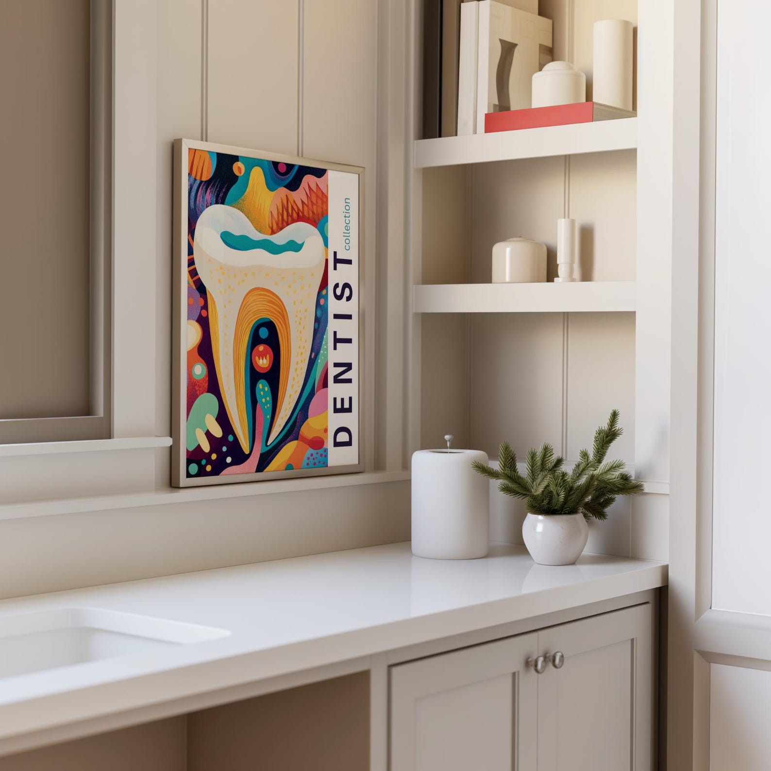 Doctor Dentist Collection Art, Colorful Abstract Tooth Print, Vibrant ...