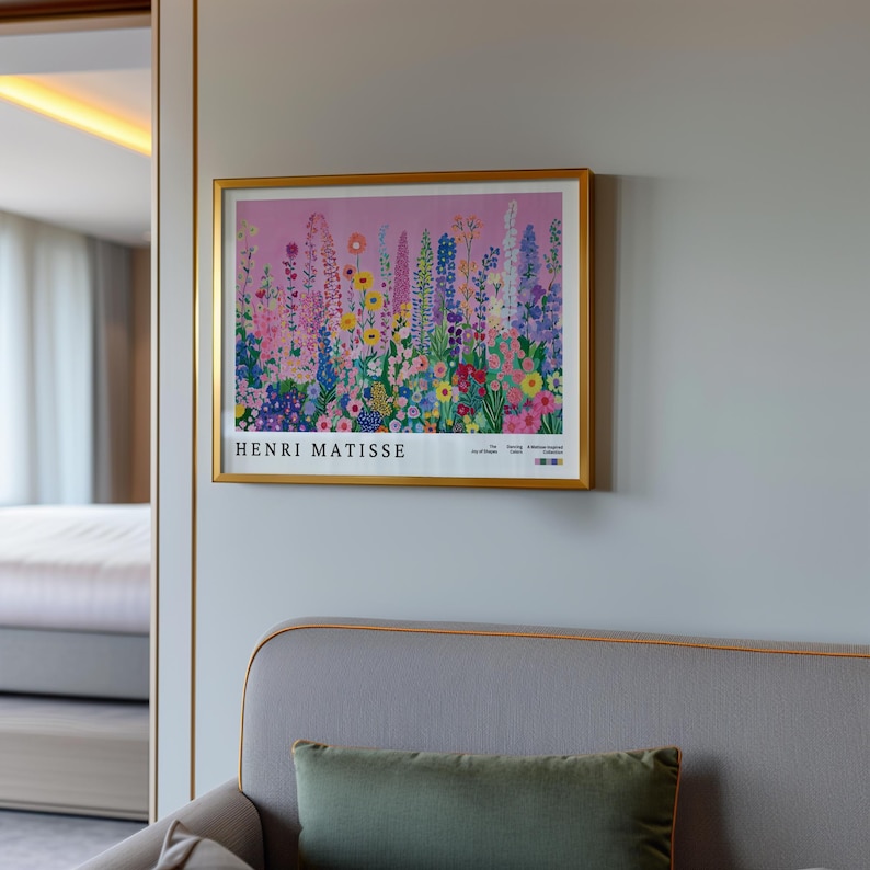 Matisse Abstract Flowers Art, Pink Flower Wall Print, Spring Wildflower ...