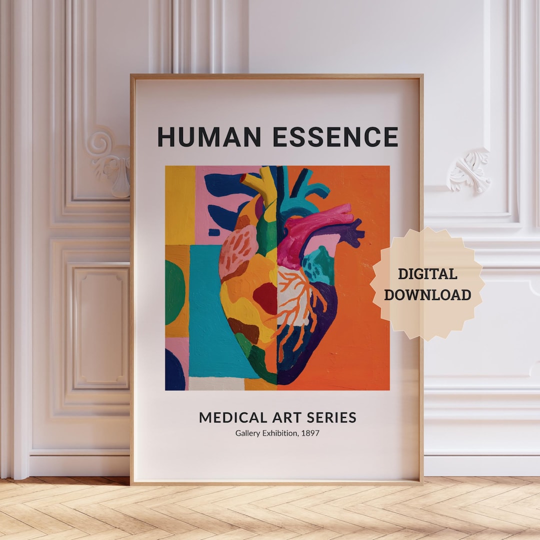 Colorful Abstract Heart Anatomy Prints, Cardiology Nurse Medical Art ...