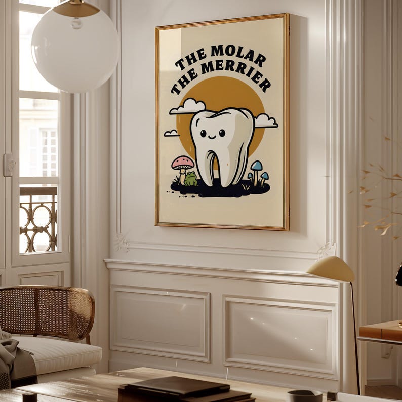 Retro Molar Tooth Art, Posters for Dental School Room, Dentist Student ...