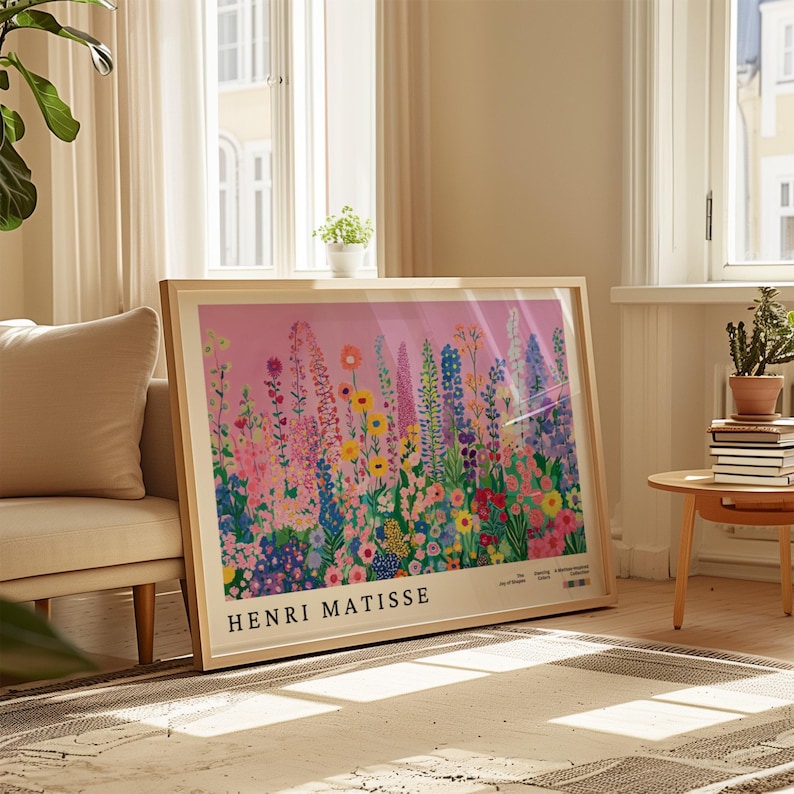 Matisse Abstract Flowers Art, Pink Flower Wall Print, Spring Wildflower ...