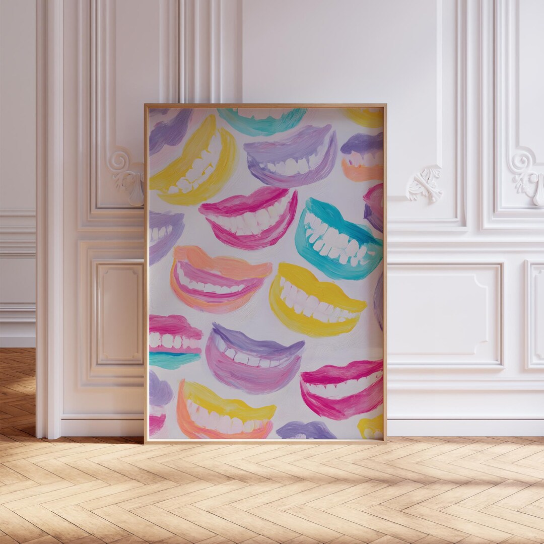 Funky Teeth Print, Funny Tooth Bathroom Art, Abstract Dental Prints ...
