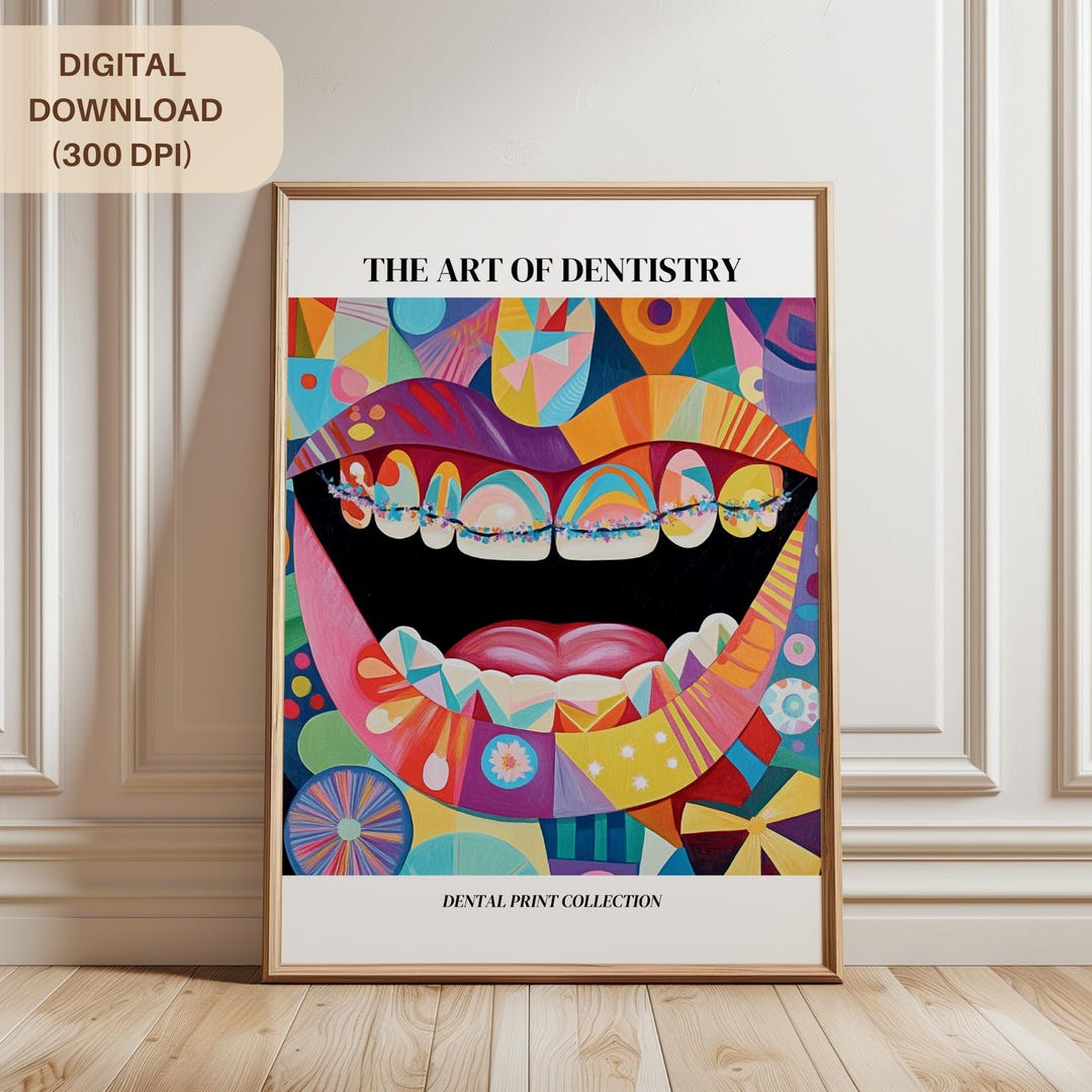 Funny Teeth Dentist Wall Art, Dentistry Braces Print, Dental Clinic ...