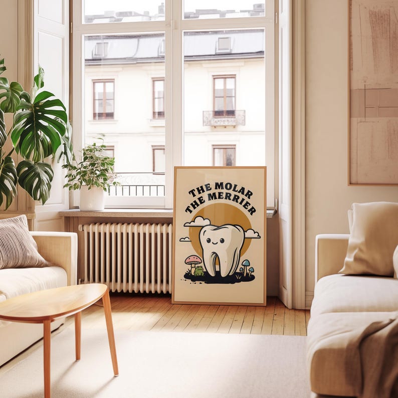 Retro Molar Tooth Art, Posters for Dental School Room, Dentist Student ...