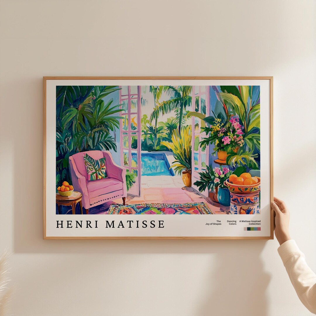 Eclectic Matisse Swimming Pool Art, Tropical Summer Poolside Poster ...