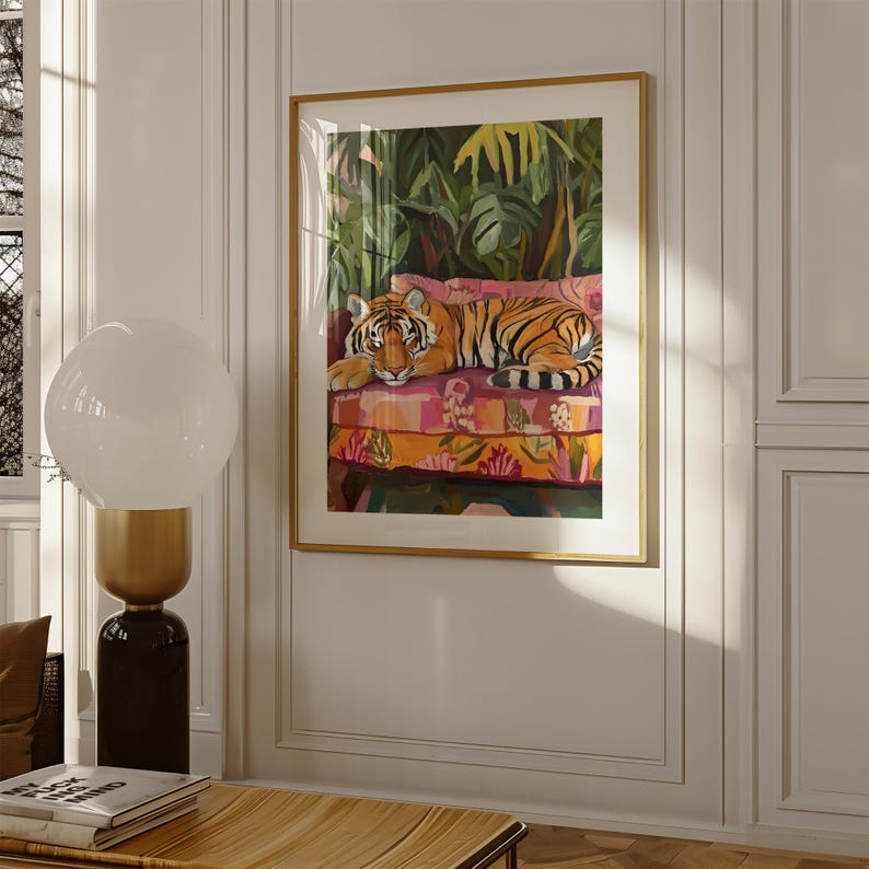 Lámina de tigre maximalista, póster de tigres coloridos, pinturas ...
