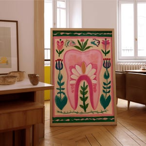 Floral Tooth Anatomy Print, Printable Dentistry Wall Art, Dental ...