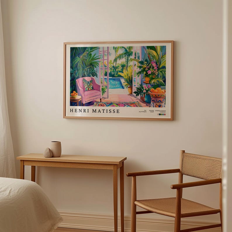 Eclectic Matisse Swimming Pool Art, Tropical Summer Poolside Poster ...